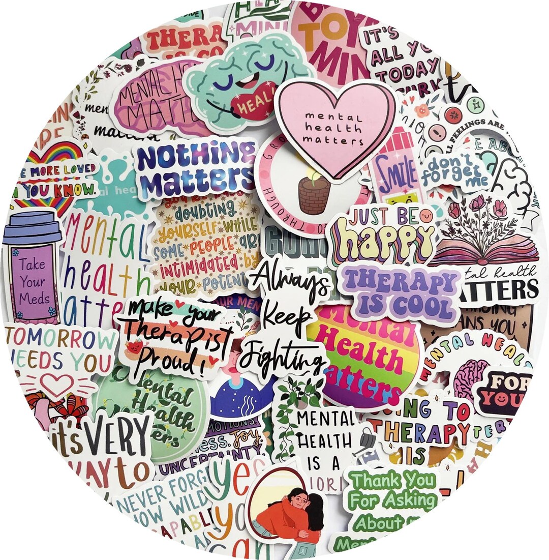 Mental Health Stickers, Waterproof Vinyl Decals, Laptop, Water Bottle ...