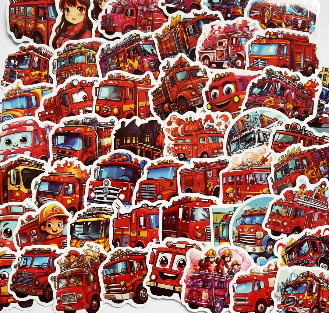 Fire Trucks Stickers,vinyl Stickers,10-50 Pcs Random Pack, FREE ...