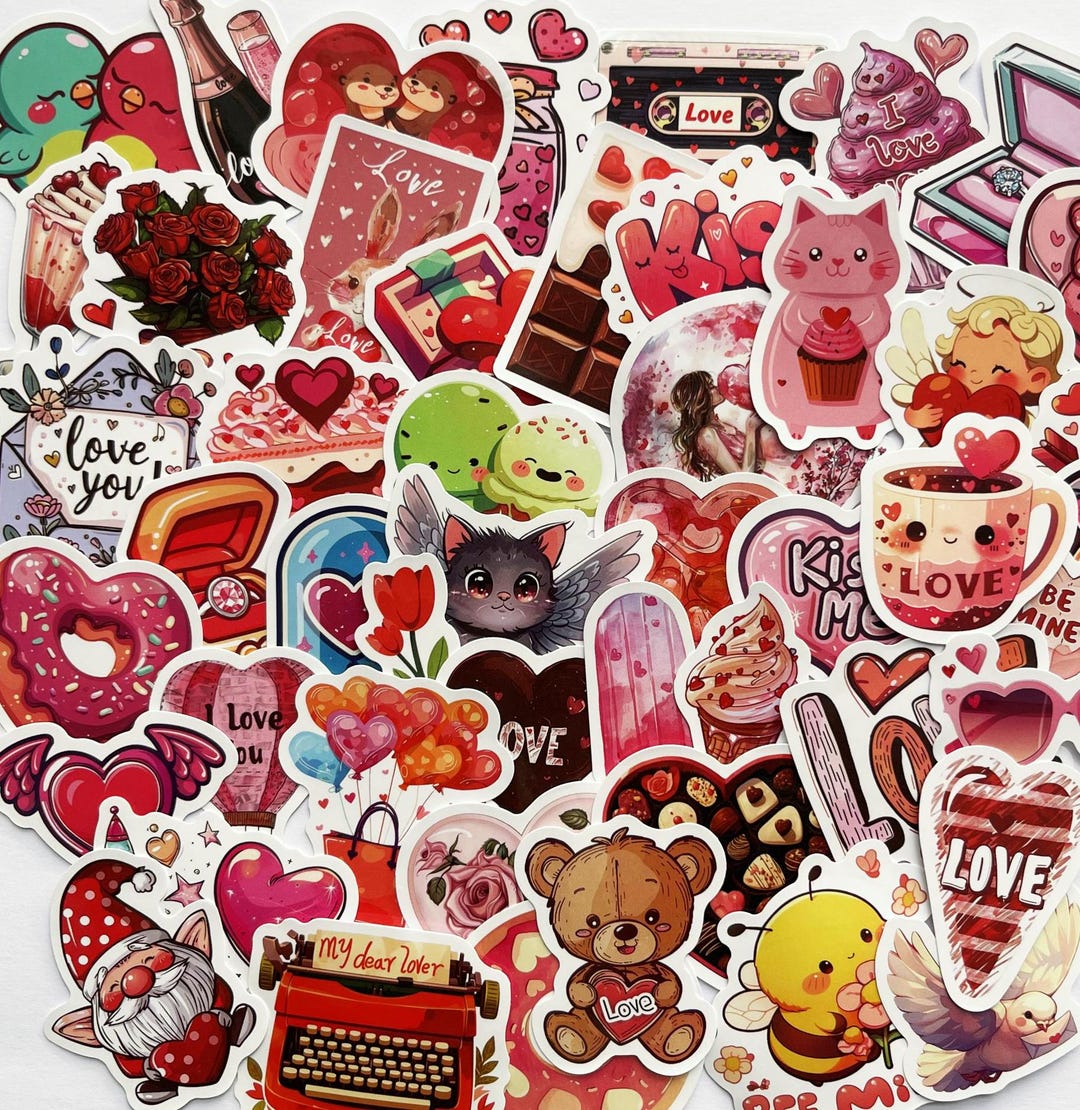 Valentine's Day Stickers, Waterproof Vinyl Decals, Laptop Stickers ...
