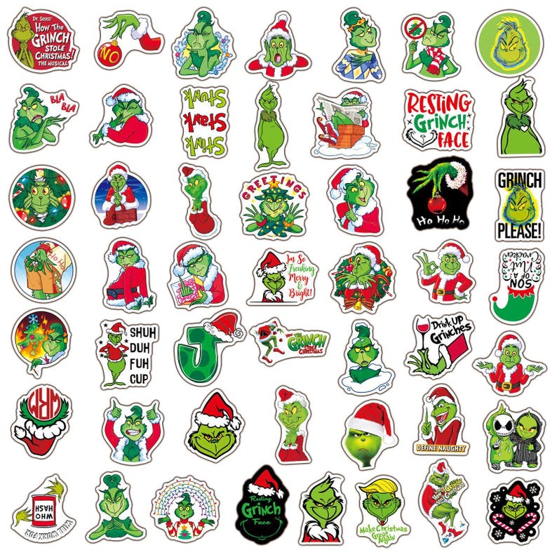 Grinch Stickers, Christamas Stickers, Vinyl Stickers,10-50 Pcs Random ...