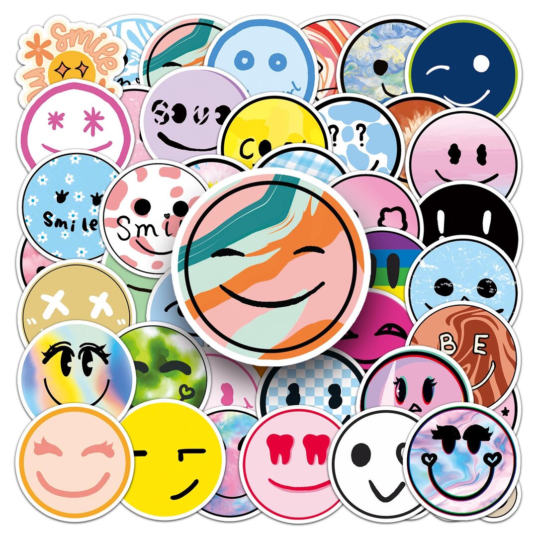Smiling Face Stickers,vinyl Stickers,10-50 Pcs Random Pack, FREE ...