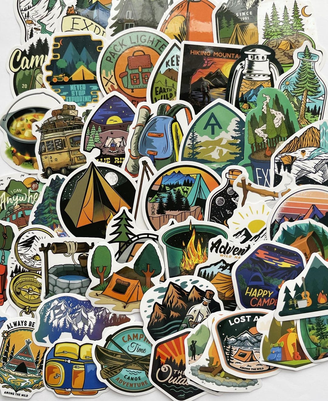 Camping Stickers,vinyl Stickers,10-50 Pcs Random Pack, FREE Shipping ...