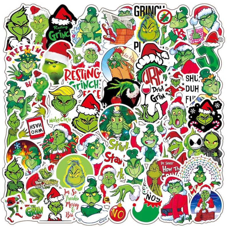 Grinch Stickers, Christamas Stickers, Vinyl Stickers,10-50 Pcs Random ...