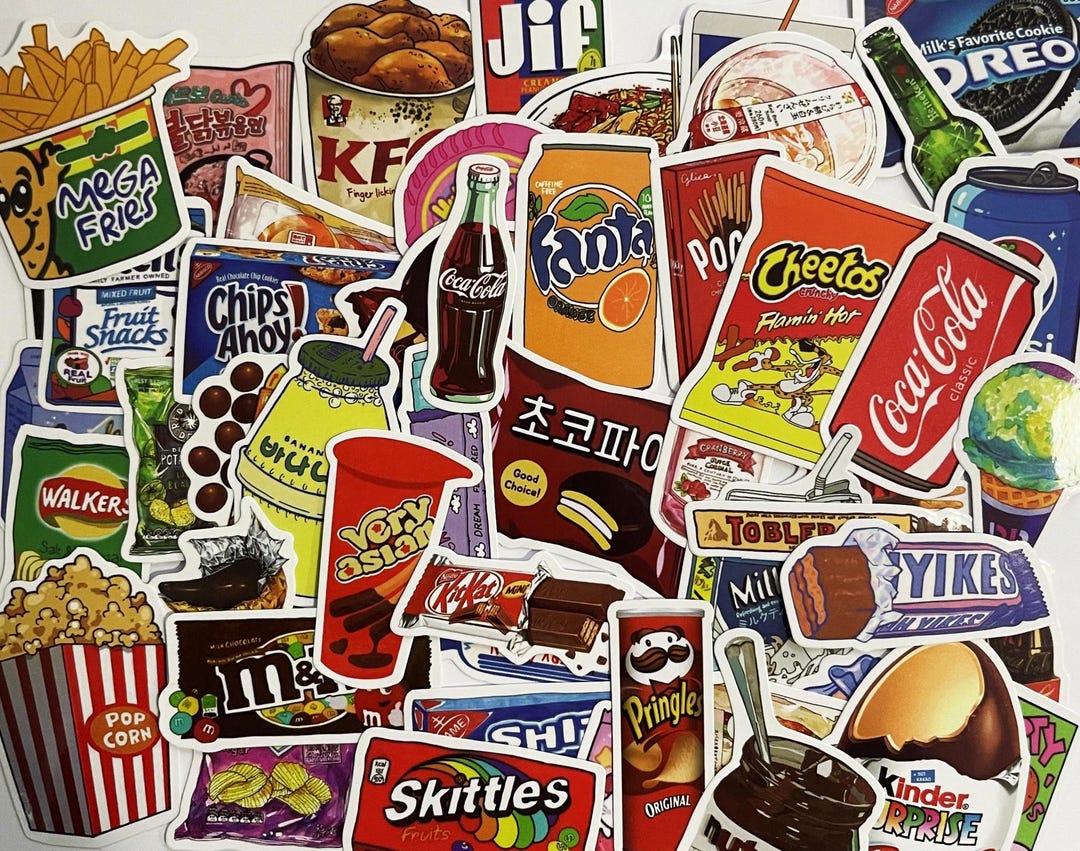 Snacks Stickers,vinyl Stickers,10-50 Pcs Random Pack, FREE Shipping ...