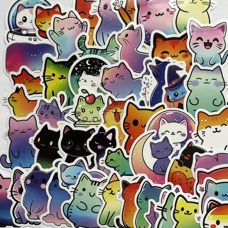 Cat Stickers Rainbow - Etsy