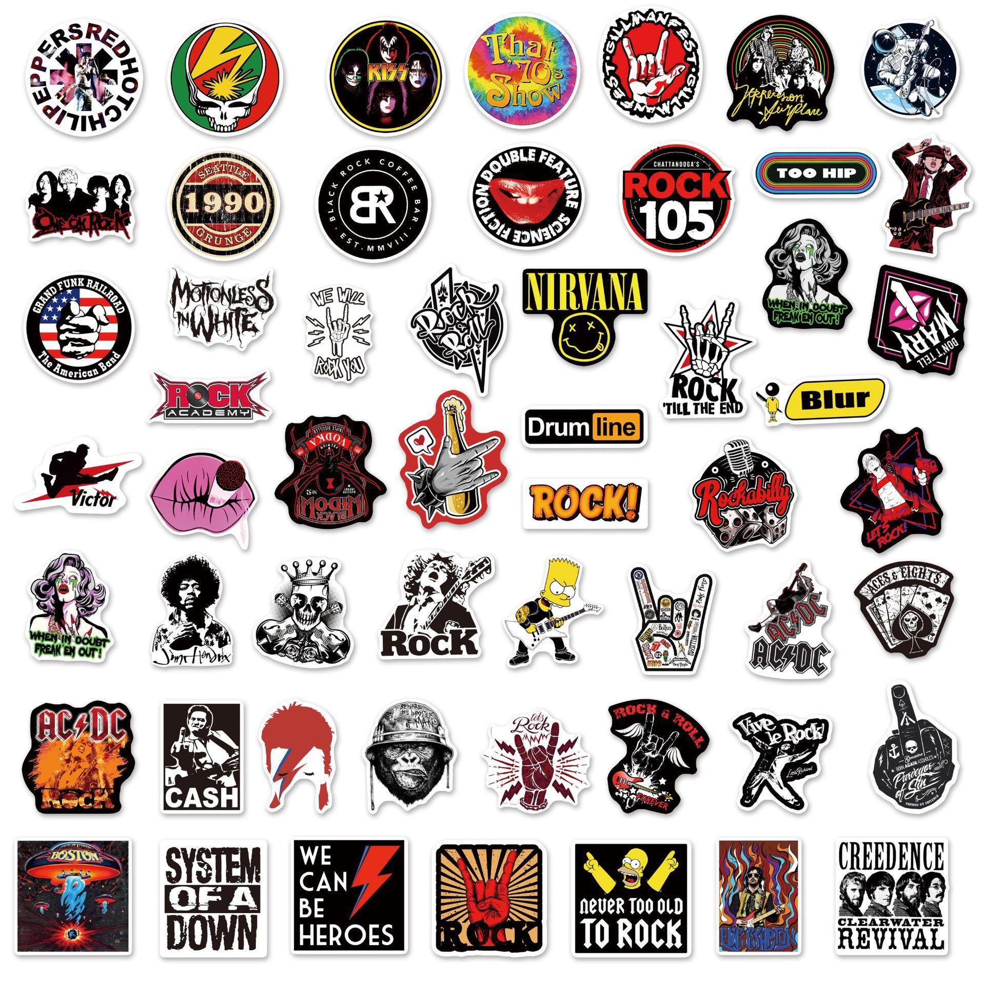 Rock Stickers, Vinyl Stickers,10-50 Pcs Random Pack, FREE Shipping ...