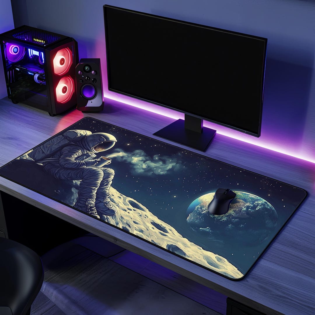 Astronaut Desk Mat | Space Theme Home Office Decor, Gaming Mouse Pad ...