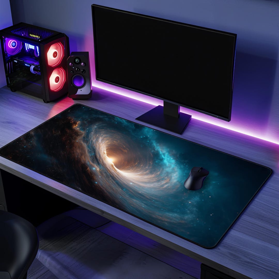 Galaxy Vortex Desk Mat | Space Nebula Mousepad, Cosmic Portal Mouse Pad ...