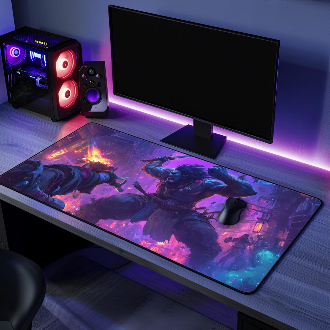 Gaming Desk Mat | WOW Thrall Epic Battle Scene, Mousepad for Gamers ...