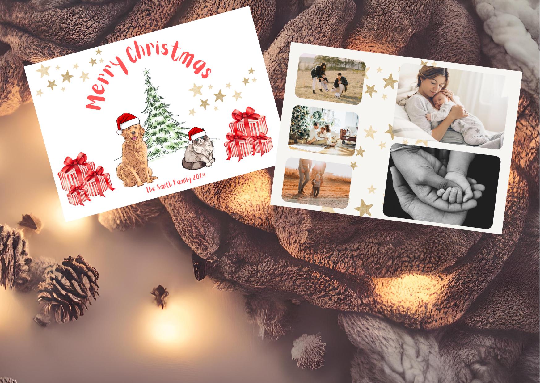 Pet Christmas Card Template, Photo Christmas Card, Printable Holiday ...