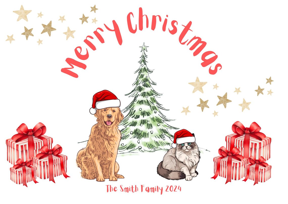 Pet Christmas Card Template, Photo Christmas Card, Printable Holiday ...