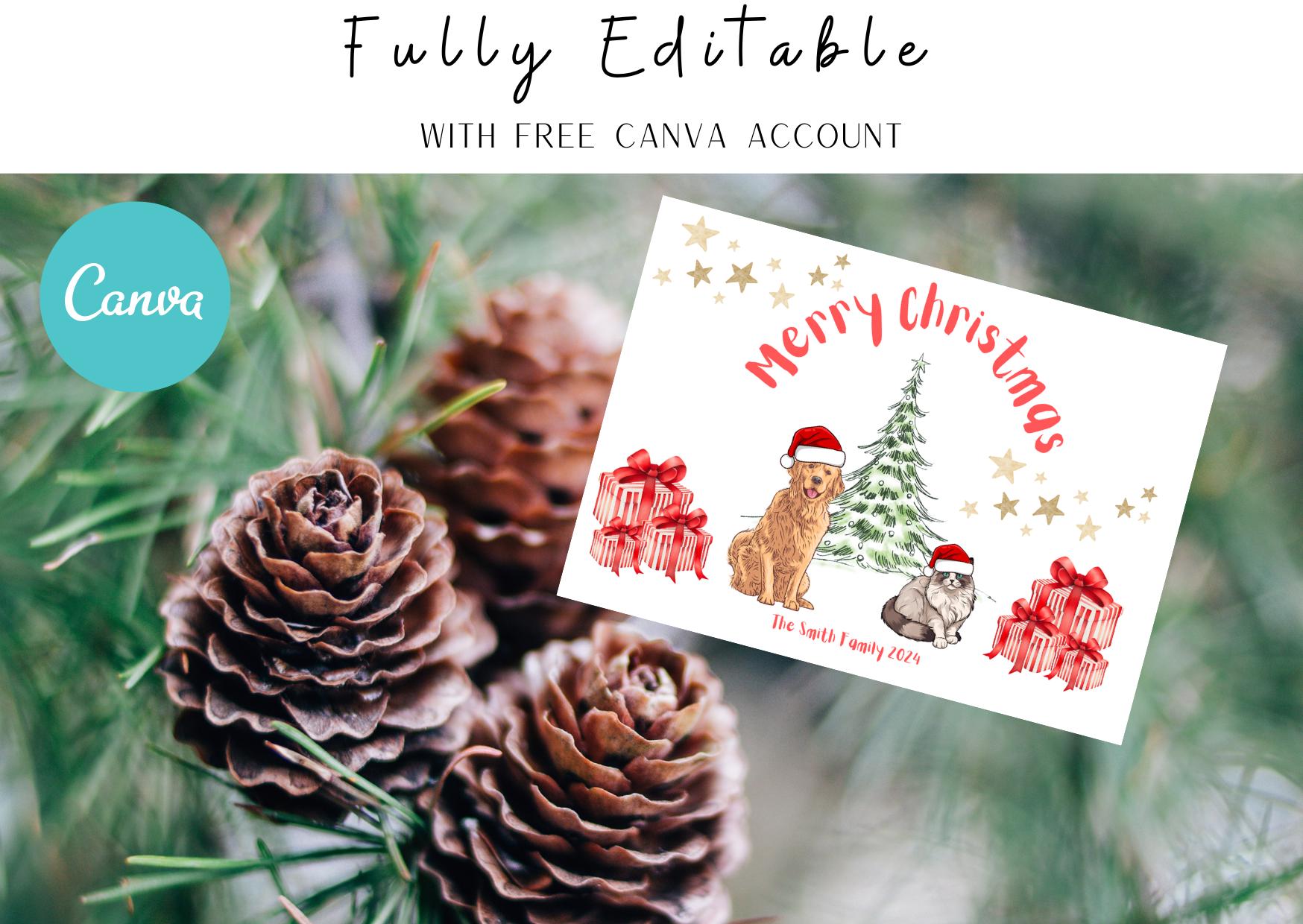 Pet Christmas Card Template, Photo Christmas Card, Printable Holiday ...