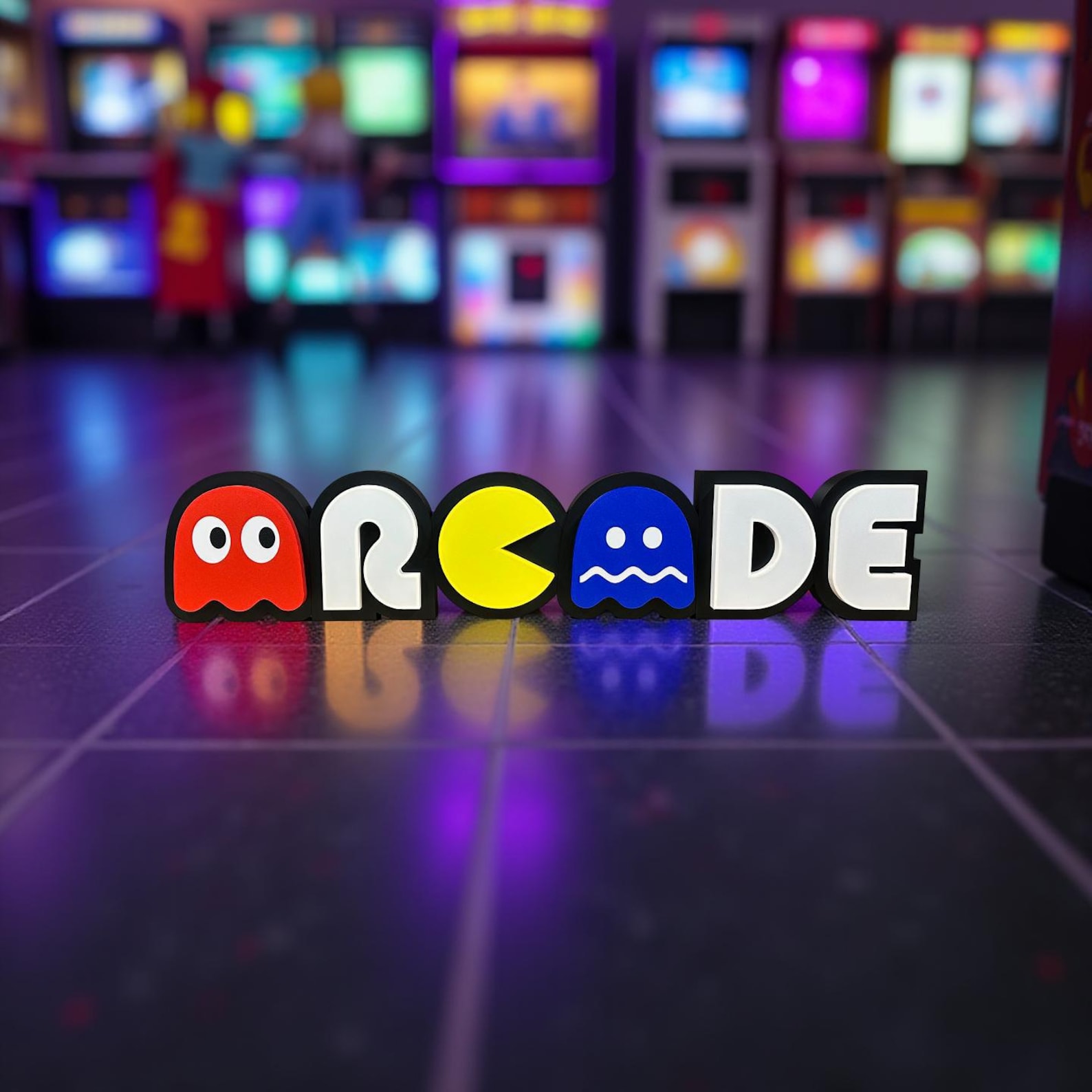 Retro Arcade Sign Pac-man Inspired 3D Printed Gamer Decor - Etsy