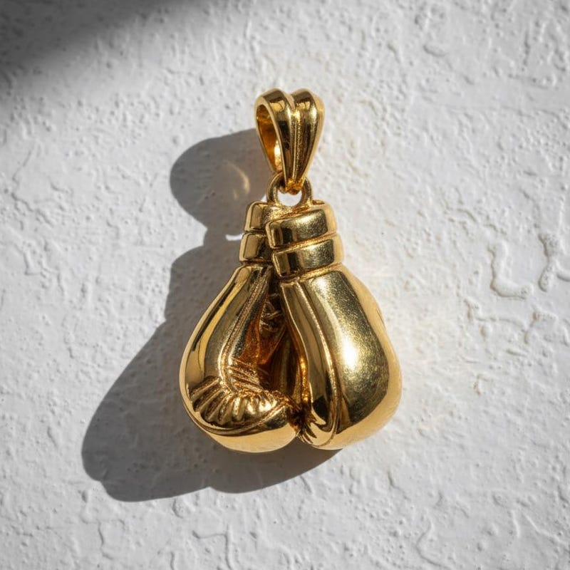 White Gold Boxing Pendant - Etsy