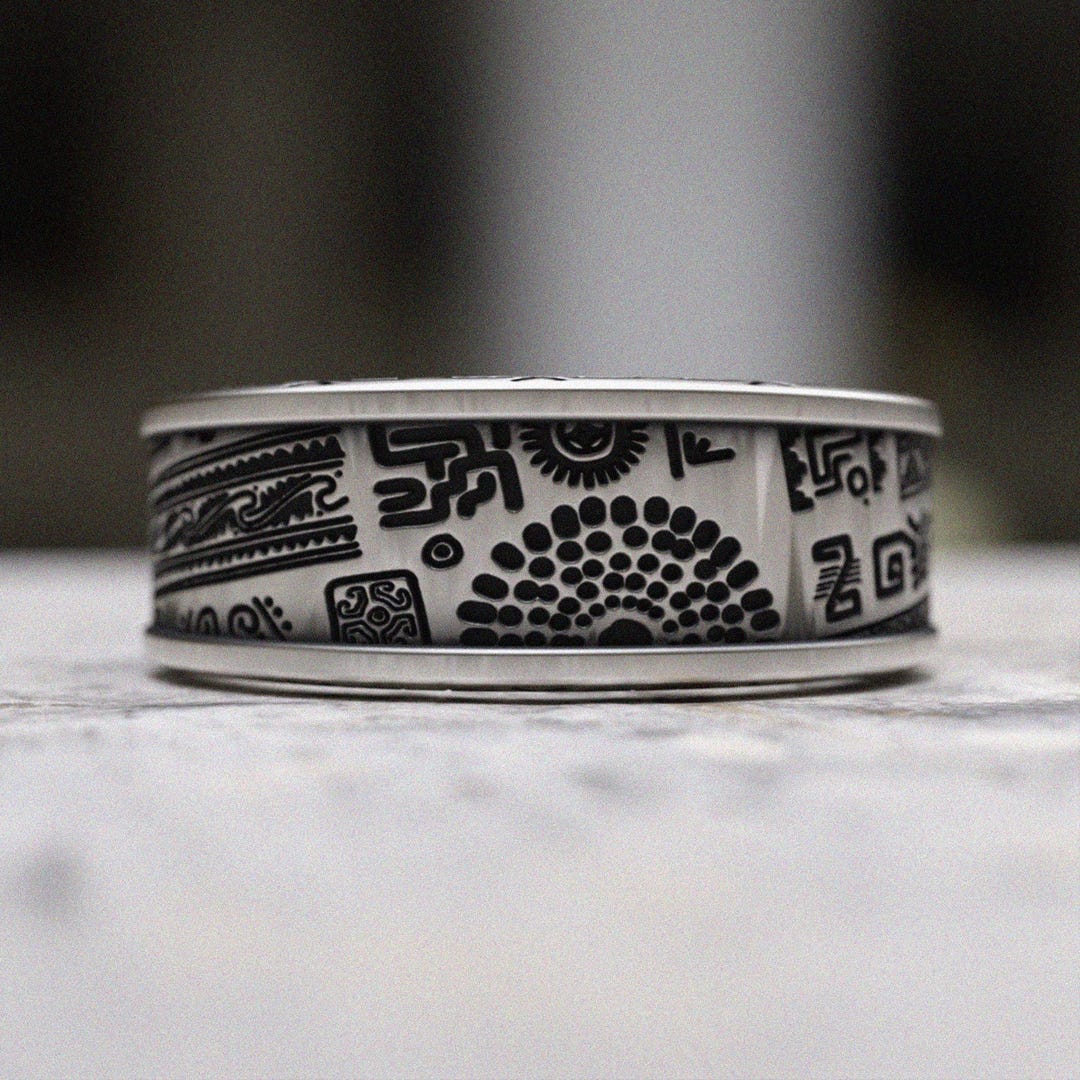 Polynesian Pattern Ring - 925 Sterling Silver Tribal Band Ring ...