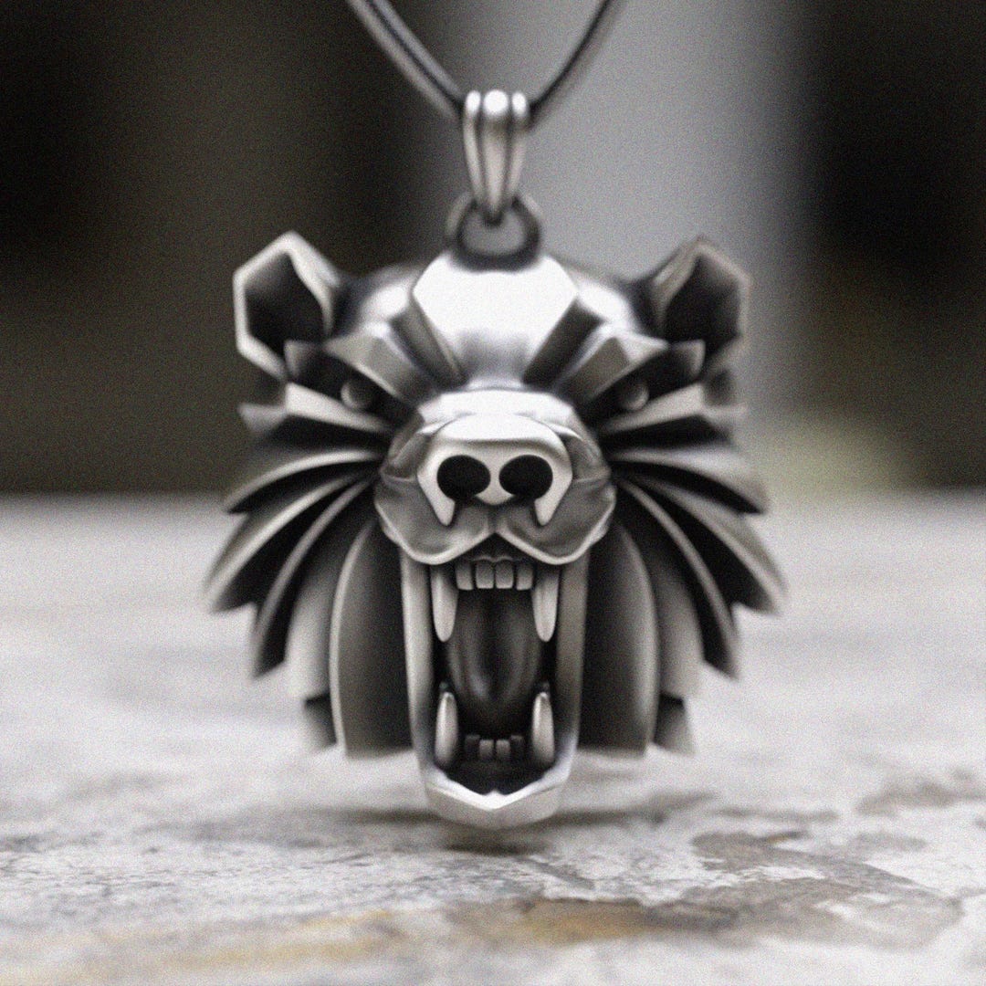 Growling Wolf Pendant 925 Sterling Silver, Fantasy Beast Necklace, Dark ...