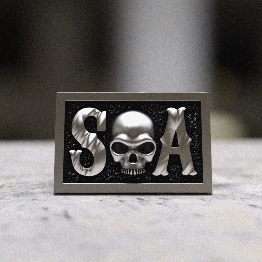 SOA Ring 925 Sterling Silver - Biker Skull Signet Ring for Men - Sons ...
