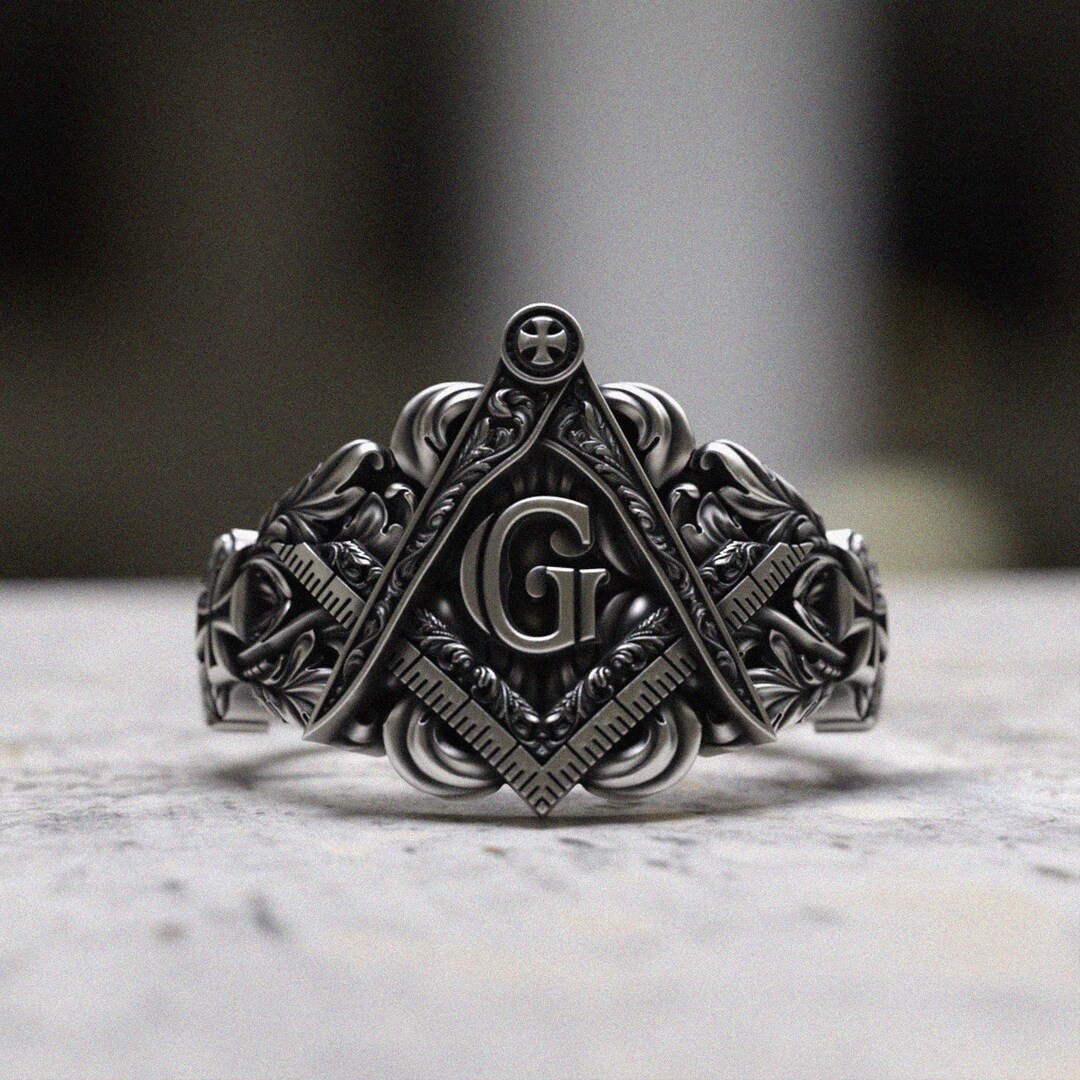 Masonic Ring 925 Sterling Silver - Handcrafted Square and Compass ...