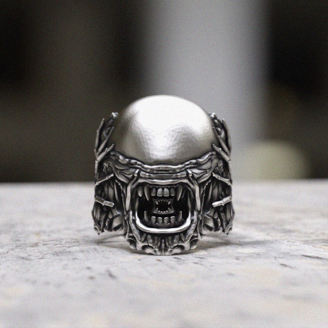 Alien Creature Ring Sterling Silver 925 - Xenomorph Monster Ring With ...