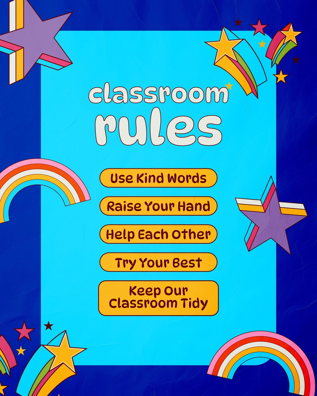 School Classroom, Classroom Rules, Cute Rainbow Rules, School Rules ...