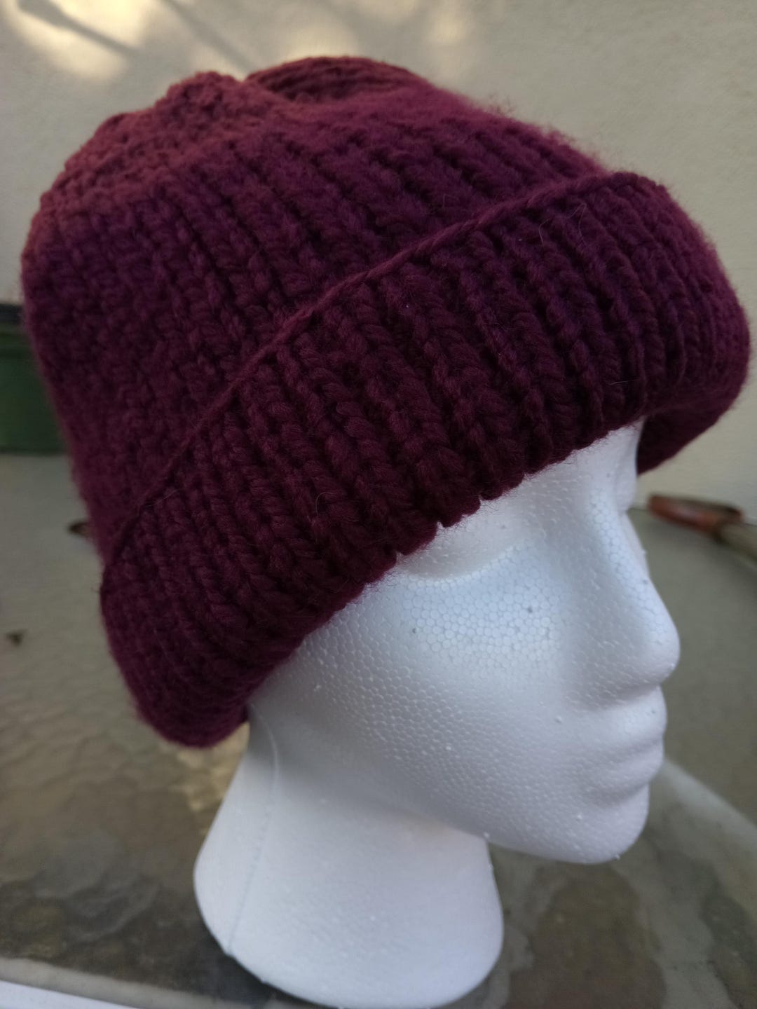 Handmade Maroon Beanie - Cozy Knit Hat for Winter, Soft & Warm Unisex ...