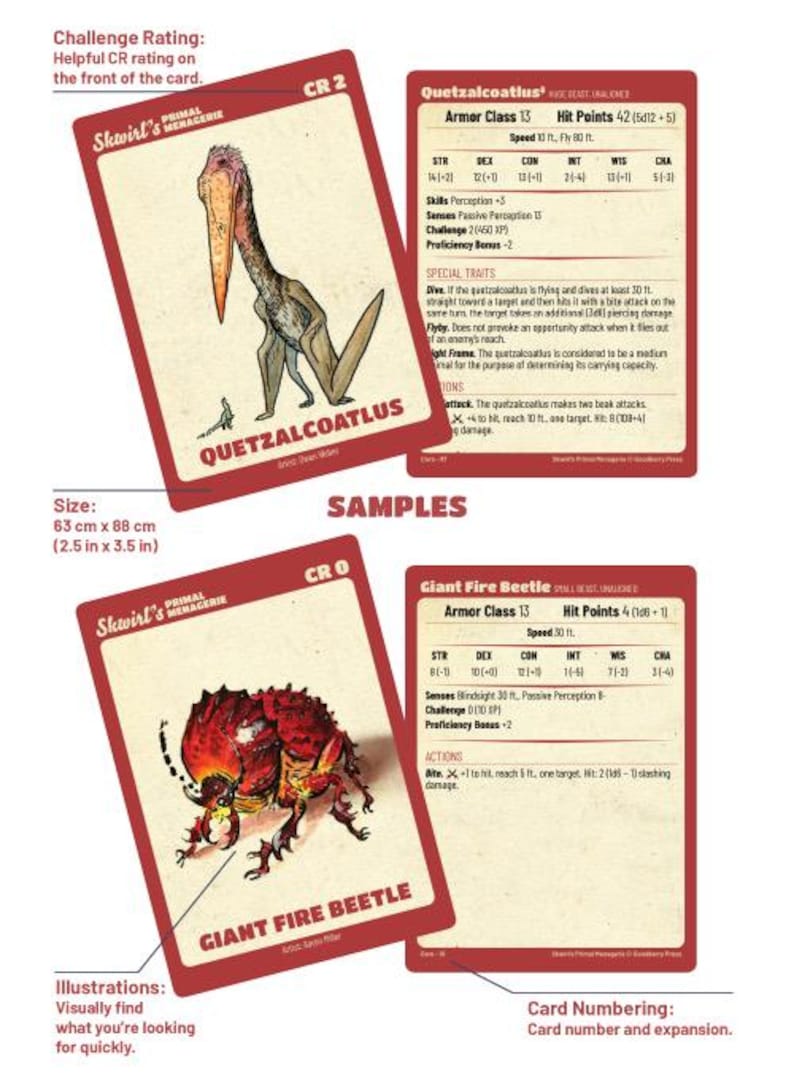 100 5E Beast Stat Cards With Illustrations - Etsy