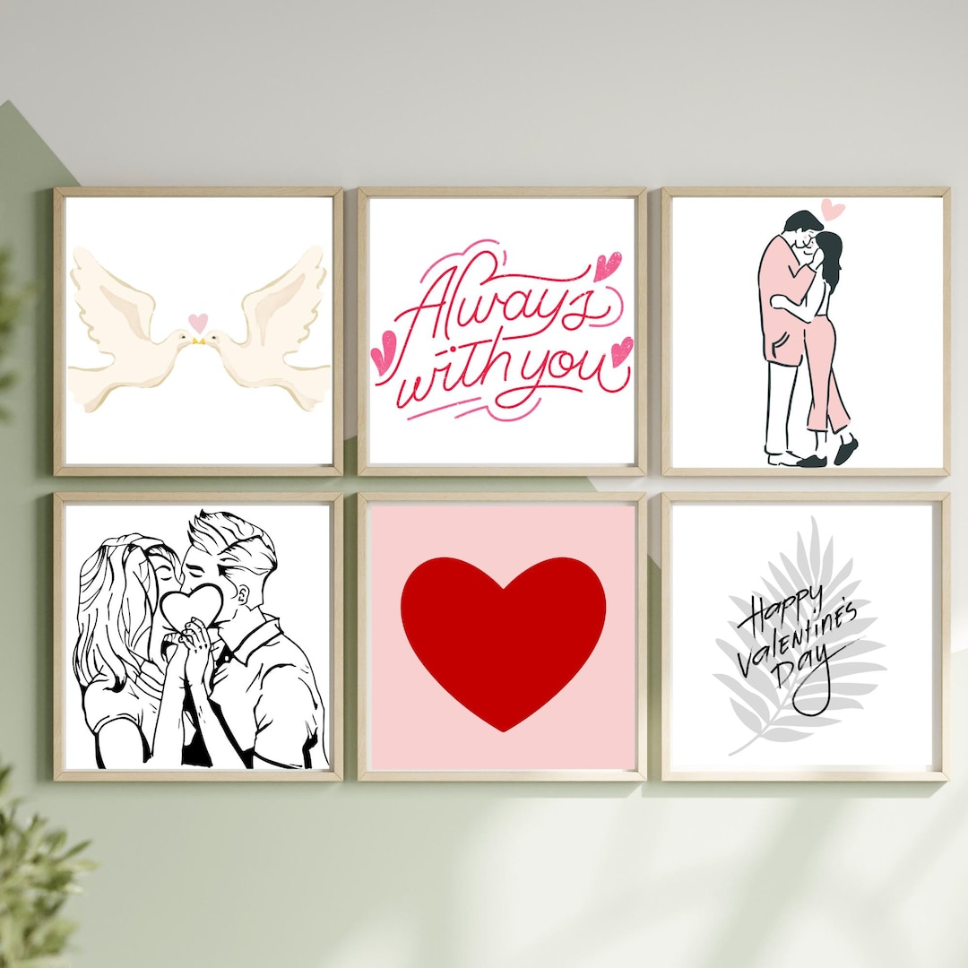 Valentines Printable Wall Art Valentines Gallery Wall Valentine Digital ...