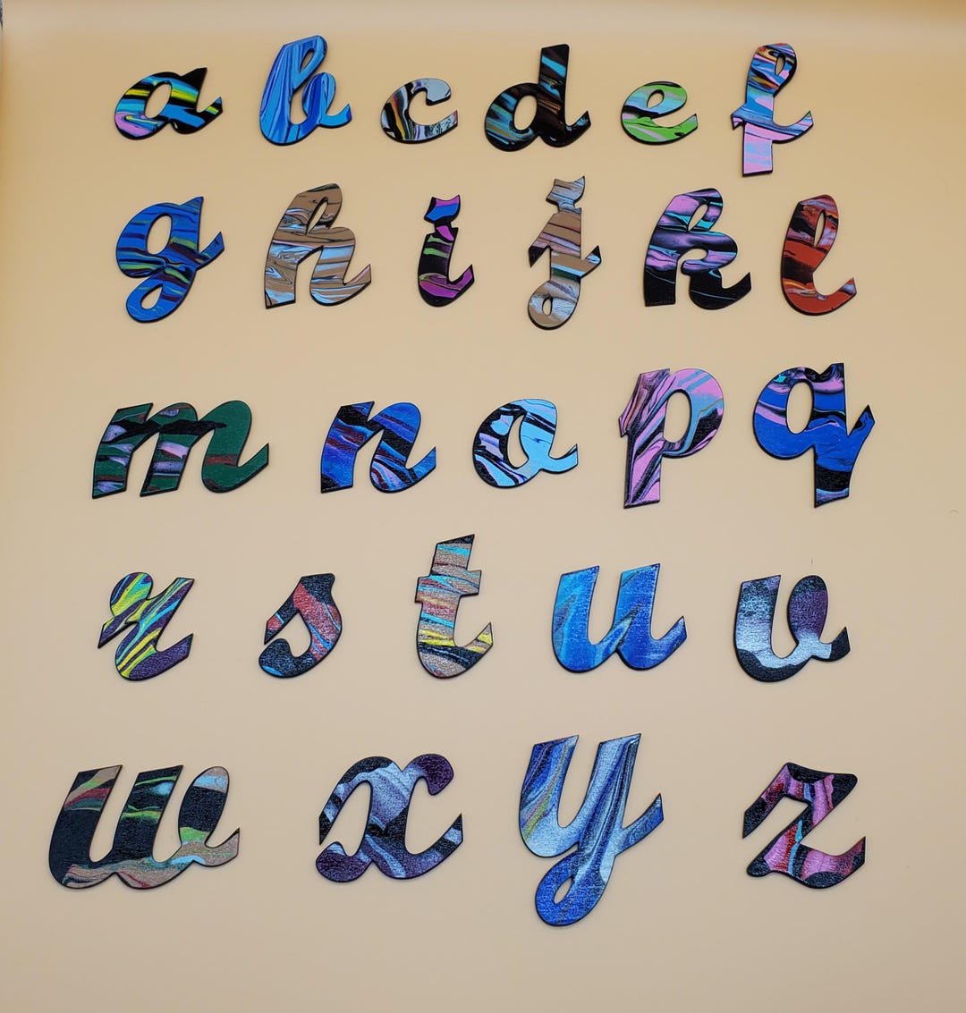 Cursive Lowercase Alphabet Letters Set NO. 4, Fluid Painted - Etsy