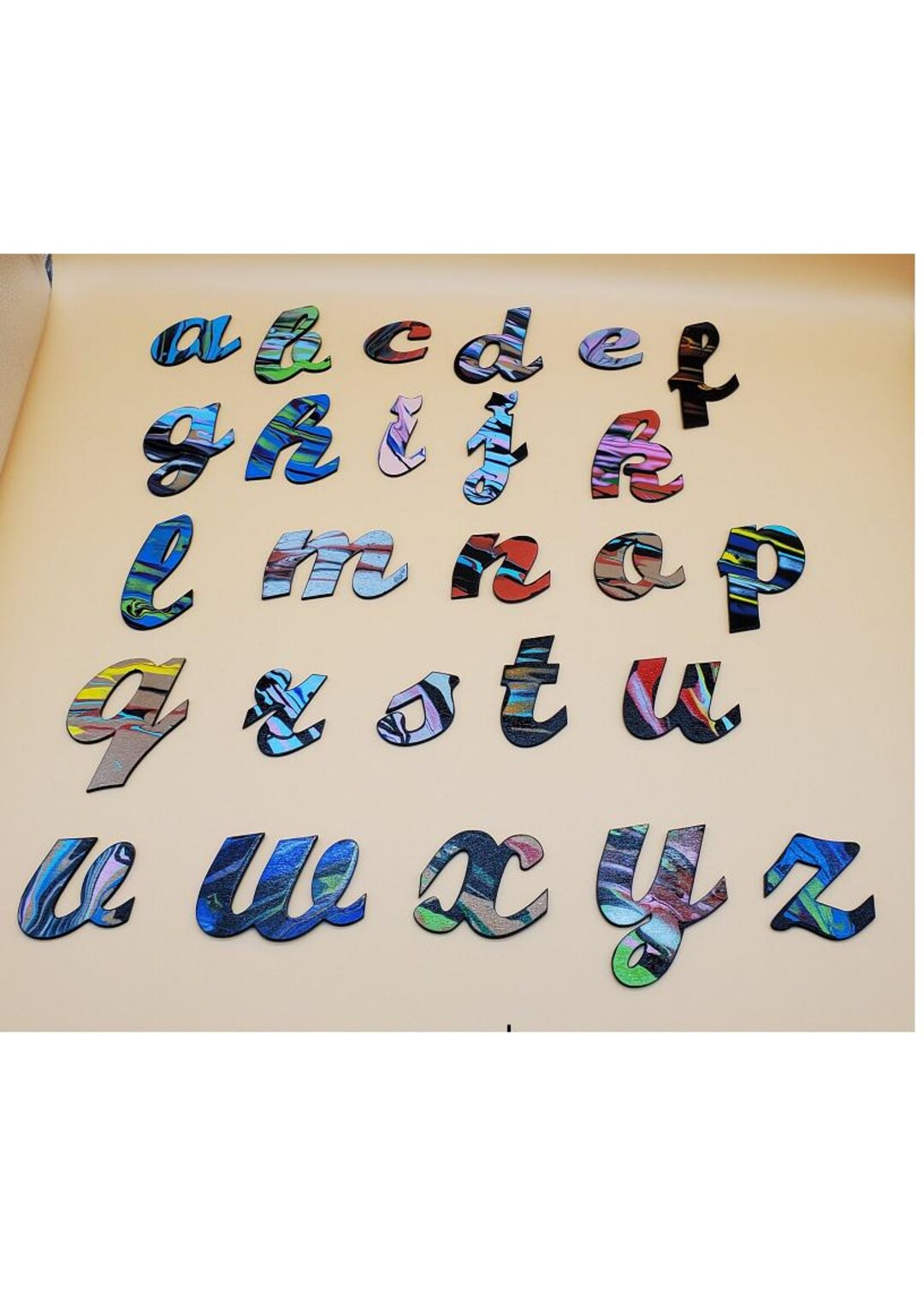 Cursive Lowercase Alphabet Letters Set NO. 2, Fluid Painted - Etsy