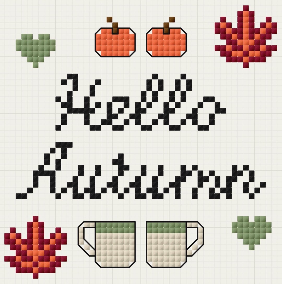 Hello Autumn Mini Cross Stitch Pattern – Autumn Sampler PDF, Cozy ...