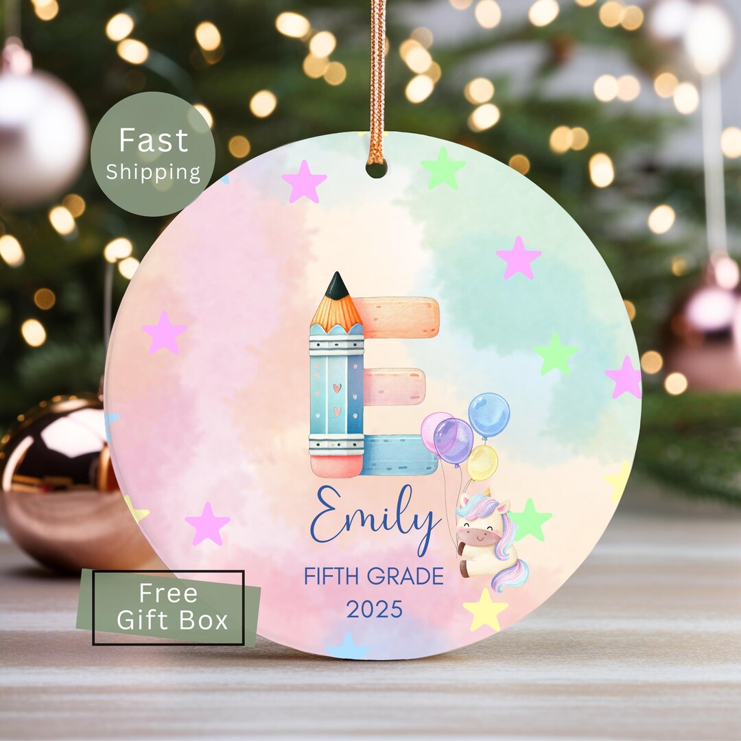 Personalized Letter Back to School Ornament, for New Students, Custom ...