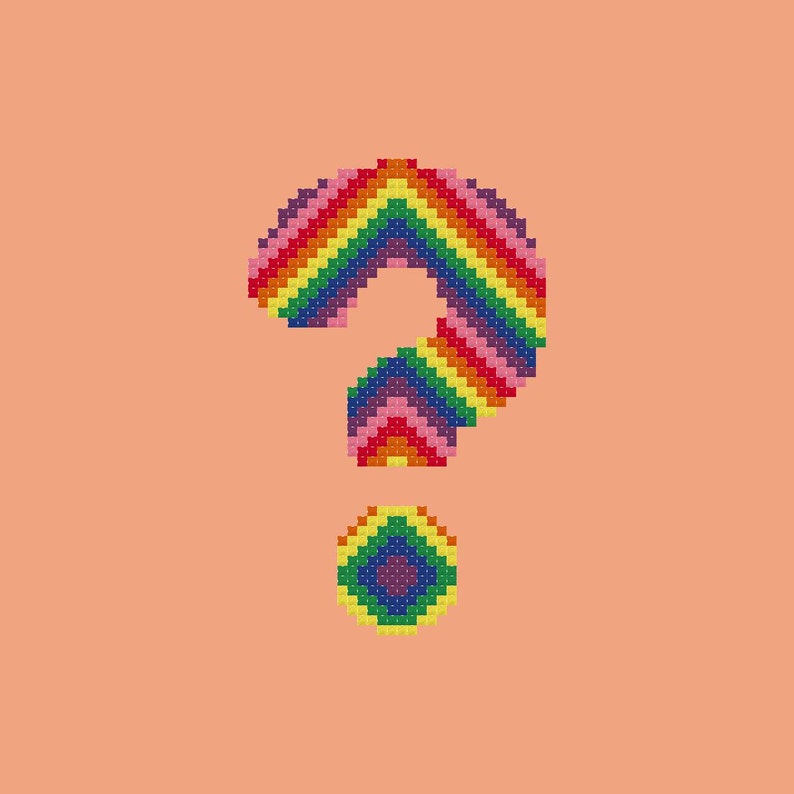 Rainbow Question Mark Easy Cross Stitch Pattern PDF Digital - Etsy