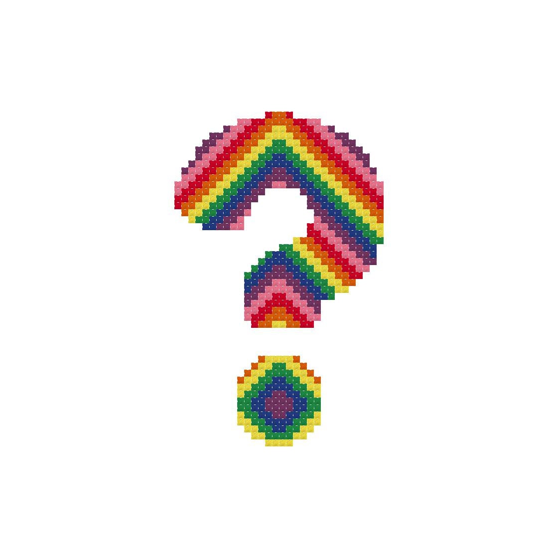 Rainbow Question Mark Easy Cross Stitch Pattern PDF Digital - Etsy