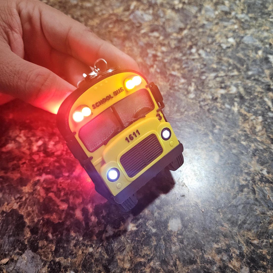 Rechargeable 3d Printed School Bus Keychain With Functional Lights - Etsy
