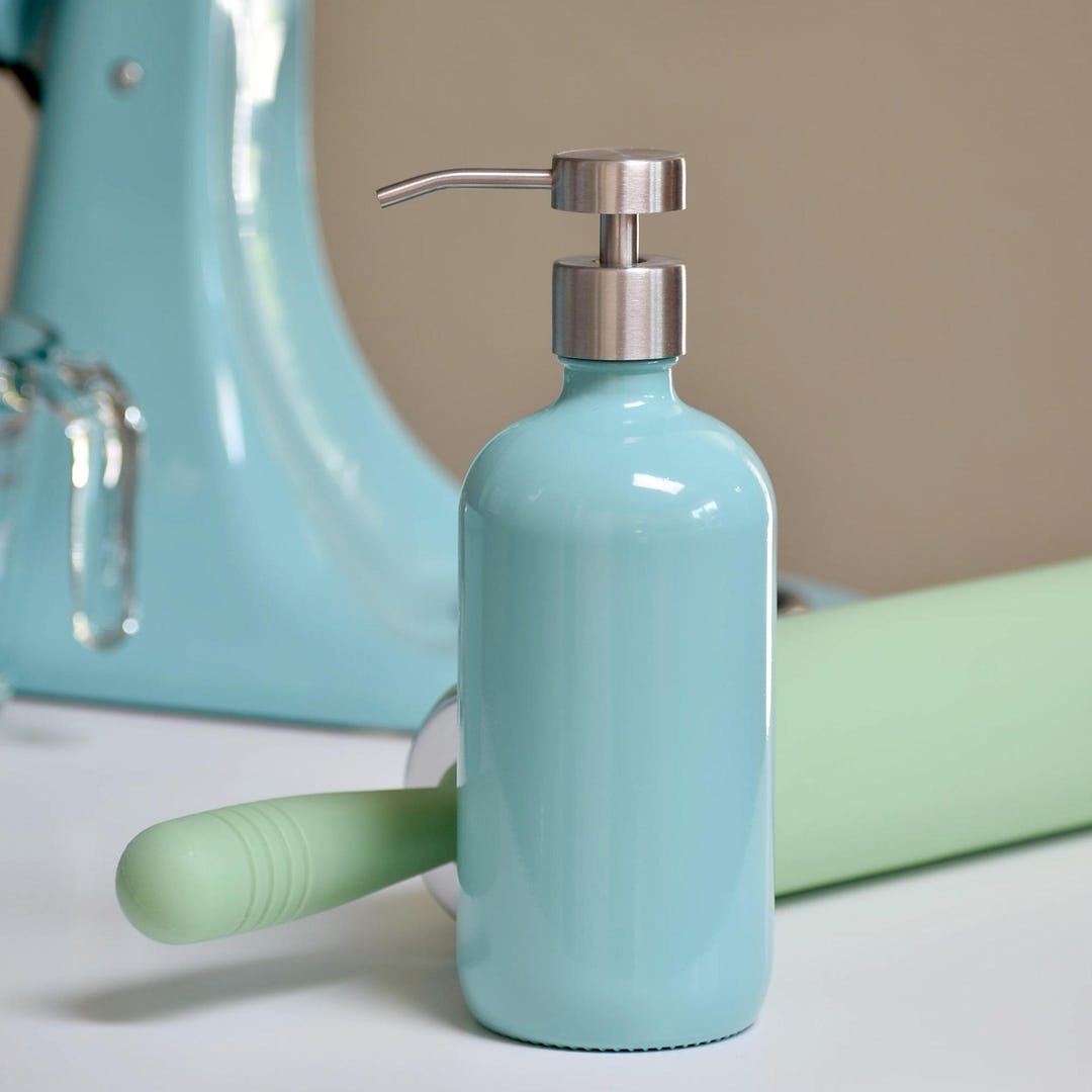 Powder Coated Glass : 16 Oz Bottle With Soap Dispenser Pump or Sprayer ...