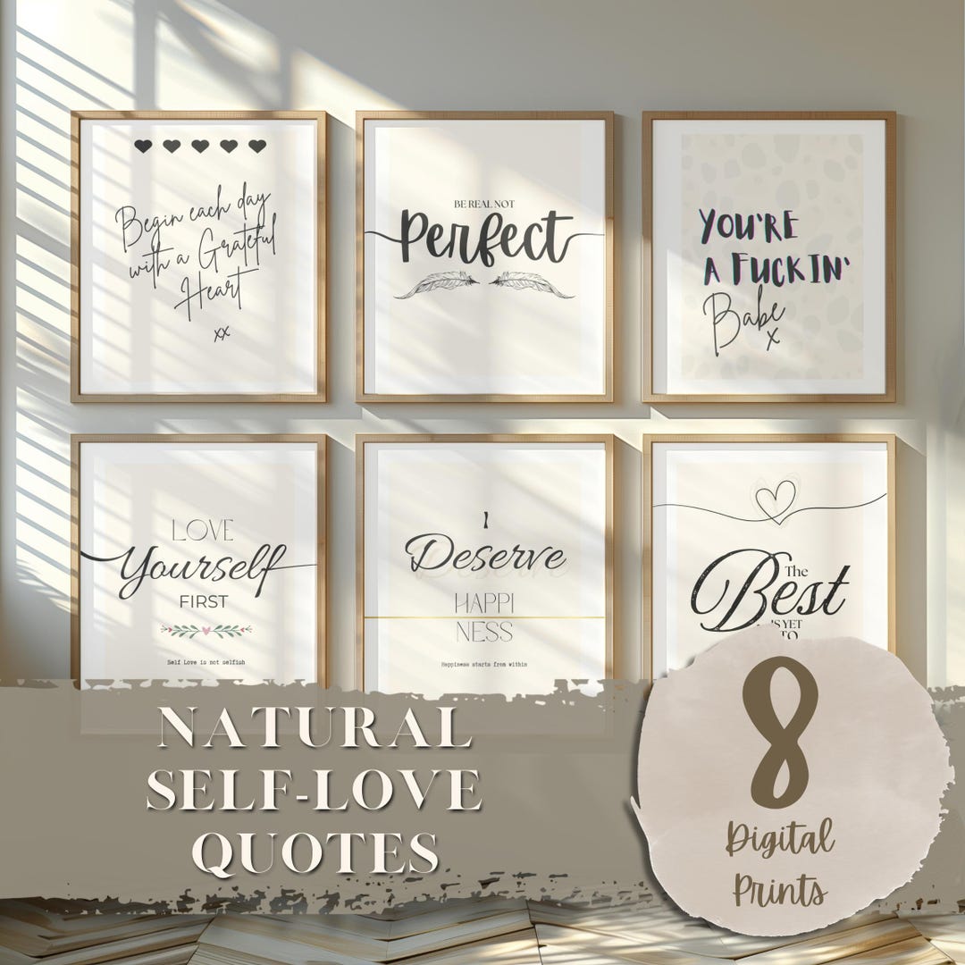 Natural Self-love, Affirmation Prints, Set of 8, Digital Wall Art ...