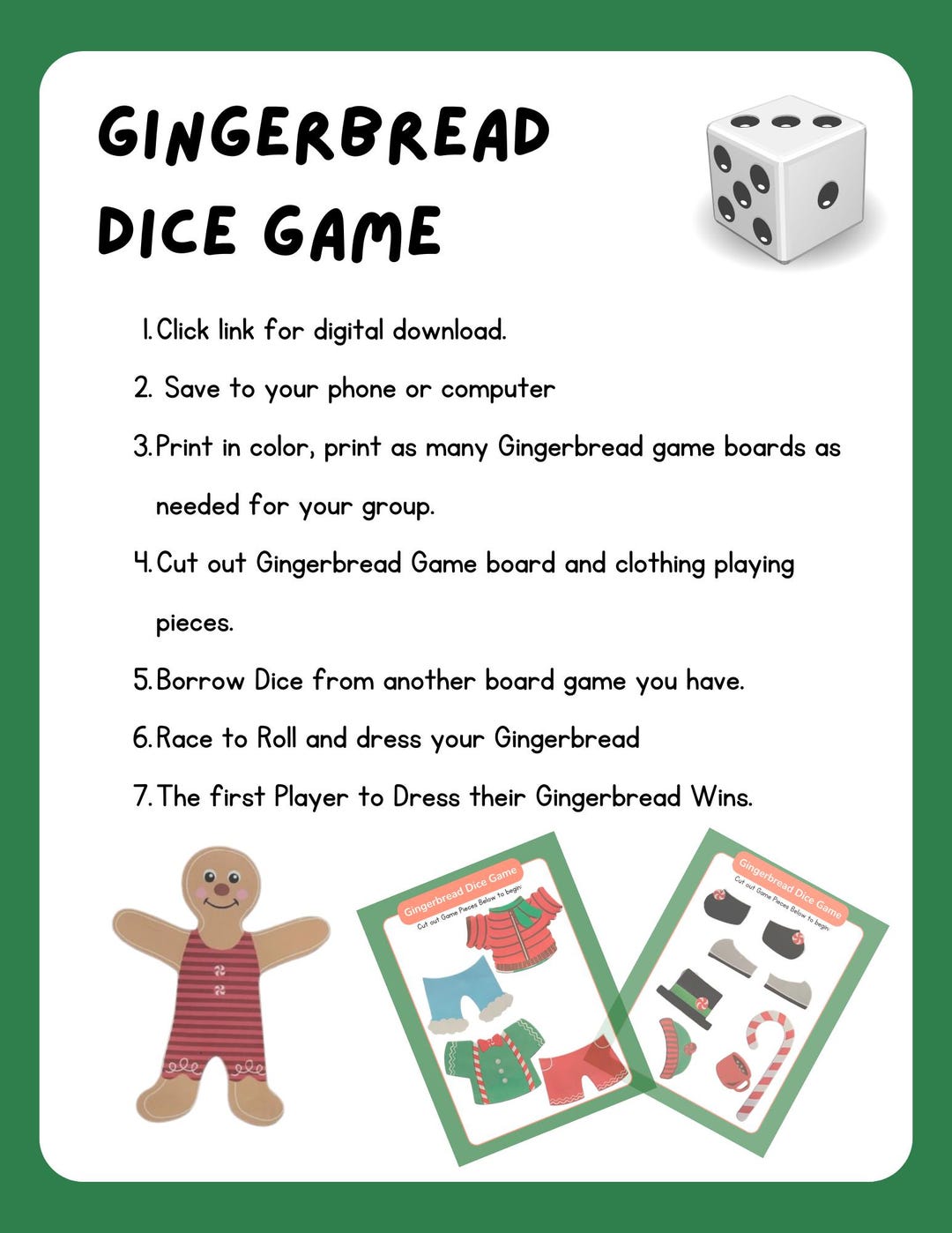 Roll a Gingerbread Dice Game | Classroom Craft | Christmas | DIY ...