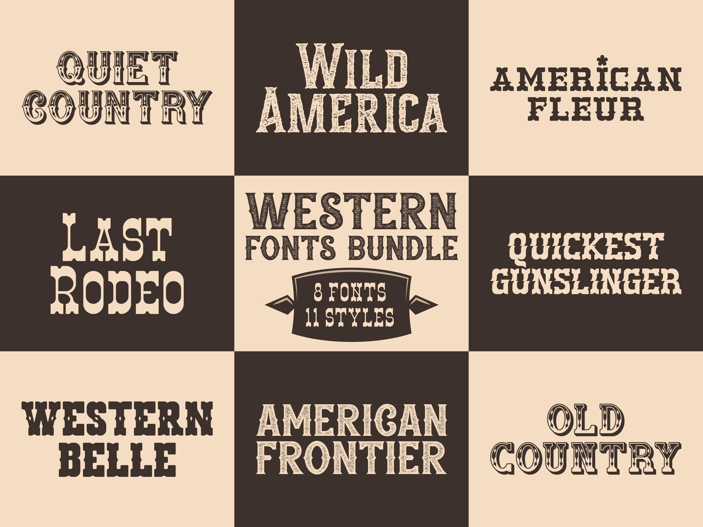 Western Font Bundle - Cowboy Font Bundle - Cowgirl Font Bundle for ...