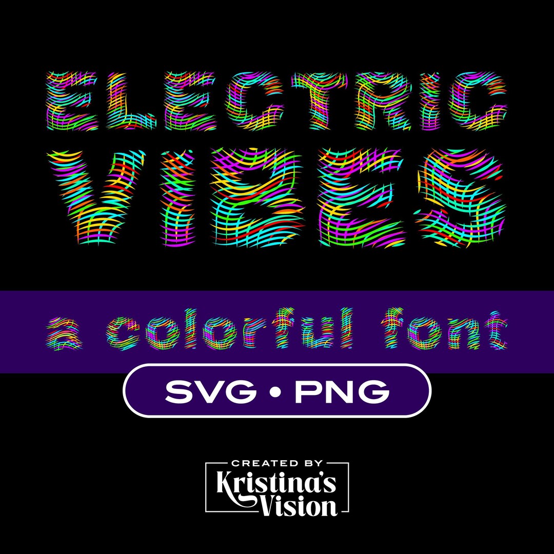 Electric Vibes Glitch Neon Font | PNG & SVG Digital Cyberpunk Letters ...
