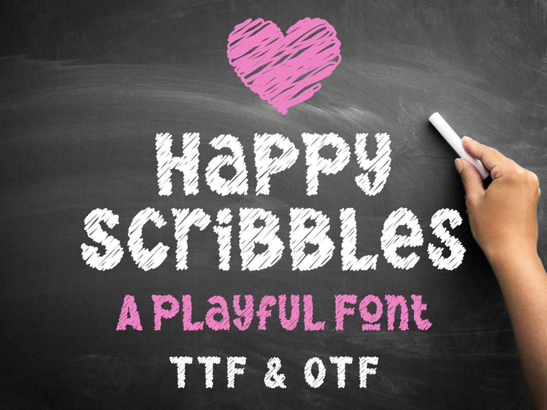 Happy Scribbles Chalkboard Font | Chalk Font | Playful Font | Handwriting Letters | Fun Font ...