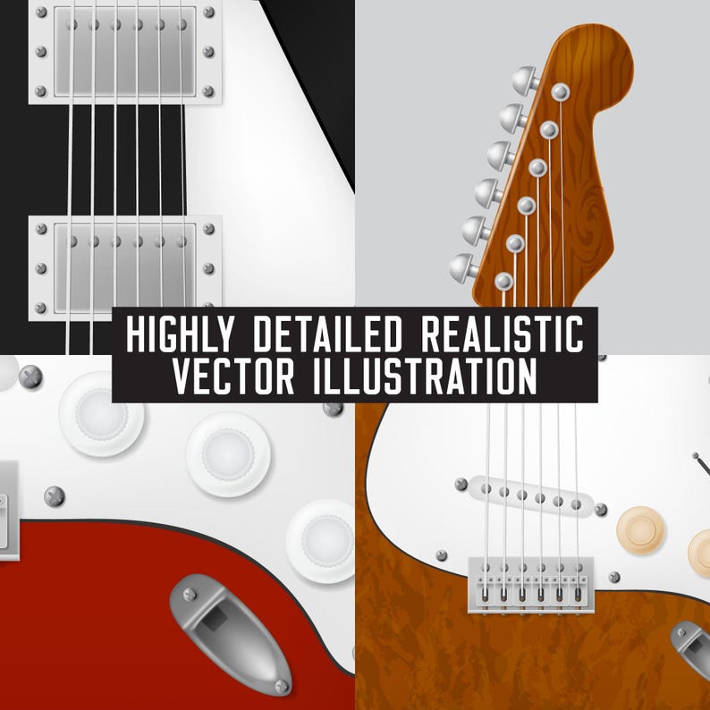 Realistic Electric Guitar Vector Clip Art | EPS AI PNG Jpeg Bundle ...