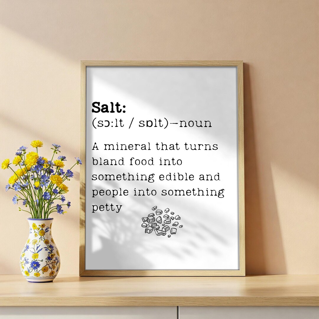 Minimalist Salt Definition Poster – Funny Digital Print, Sarcastic ...
