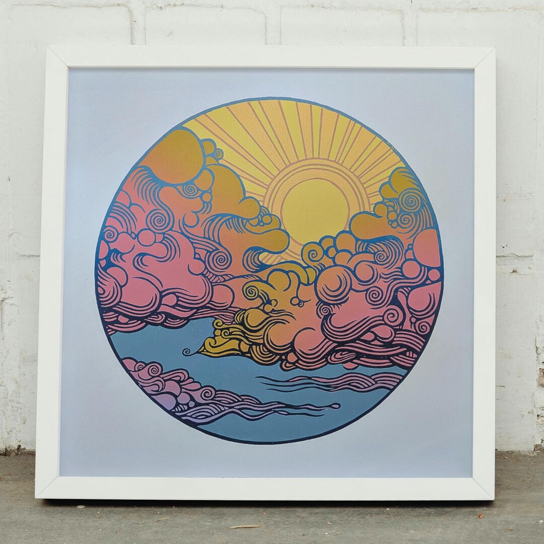 Cloud Sun Original Lino Print, Handmade Limited Edition Linocut ...