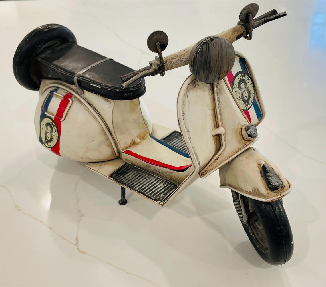 Vintage Metal Vespa Scooter Model - Decorative Italian Moped Replica ...
