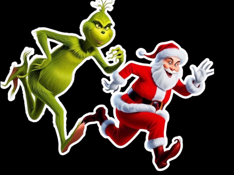 Grinch Chasing Santa Cartoon Print Svg, Pdf, Png and Jpg - Etsy