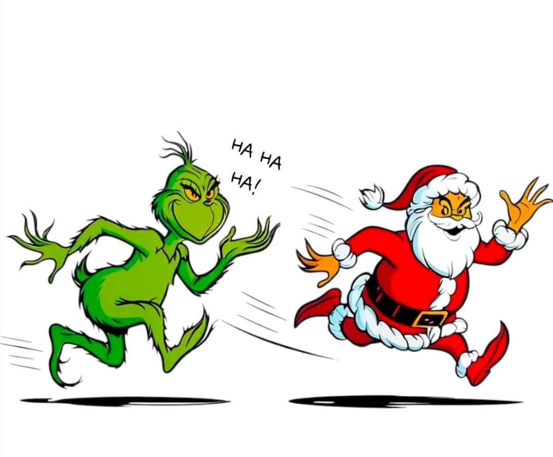 Grinch Chasing Santa Sticker Print Svg, Pdf, Png and Jpg - Etsy