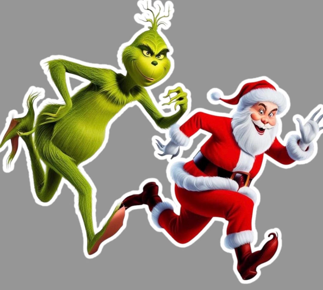 Grinch Chasing Santa Cartoon Print Svg, Pdf, Png and Jpg - Etsy