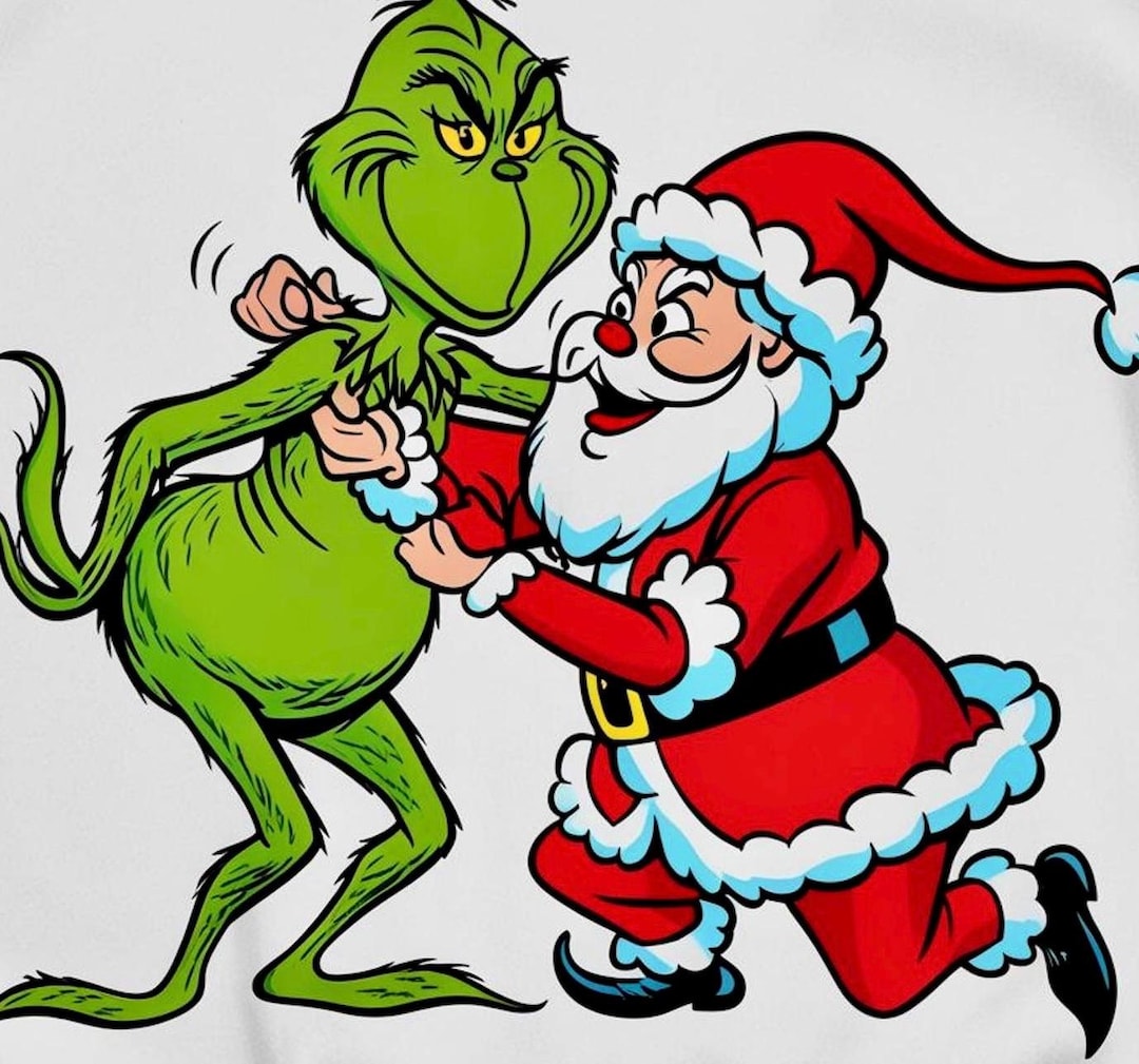 Santa Fighting Grinch Cartoon Print Svg, Pdf, Png and Jpg Instant Fast ...