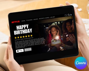 Netflix Birthday Movie Template, Canva Editable Birthday Video Gift ...