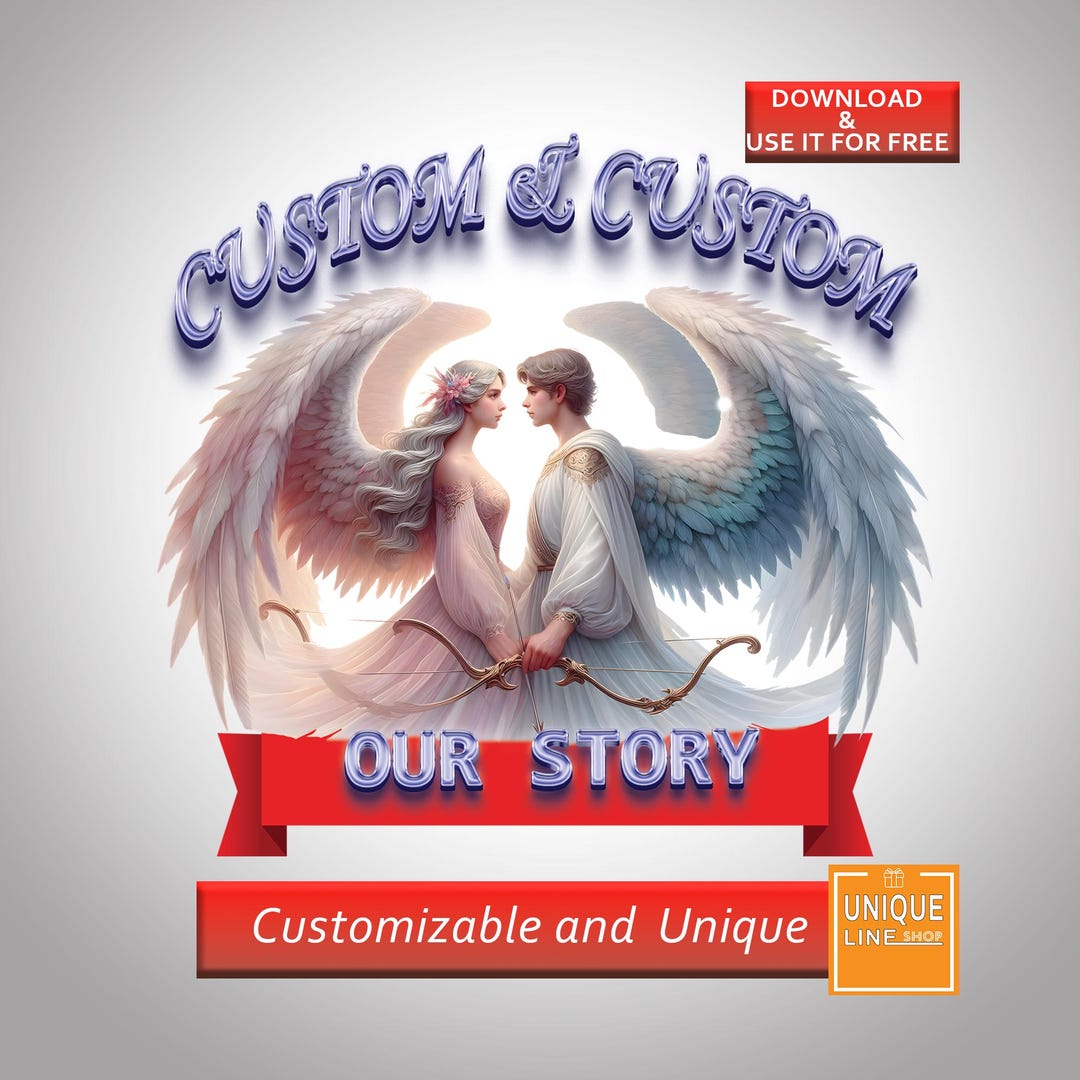 Wings of Love - Romantic Angel Couple Digital Art for Personalized ...